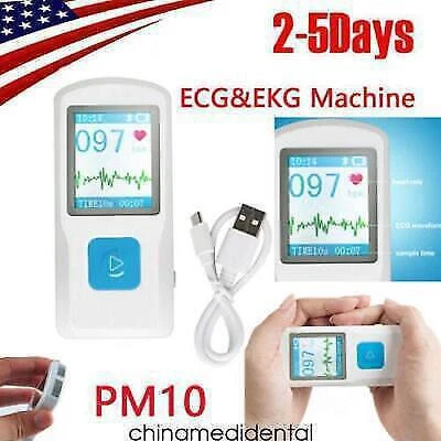 PORTABLE ECG EKG Machine Heart Monitor Bluetooth LCD 1.77 USA Seller ...