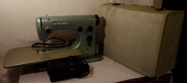 VINTAGE HUSQVARNA VIKING 19E ZIG ZAG Electric Sewing Machine With Case ...