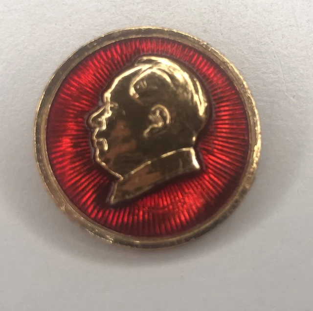 VINTAGE CHAIRMAN MAO Zedong China Souvenir Lapel Badge Hat Tie Pin ...
