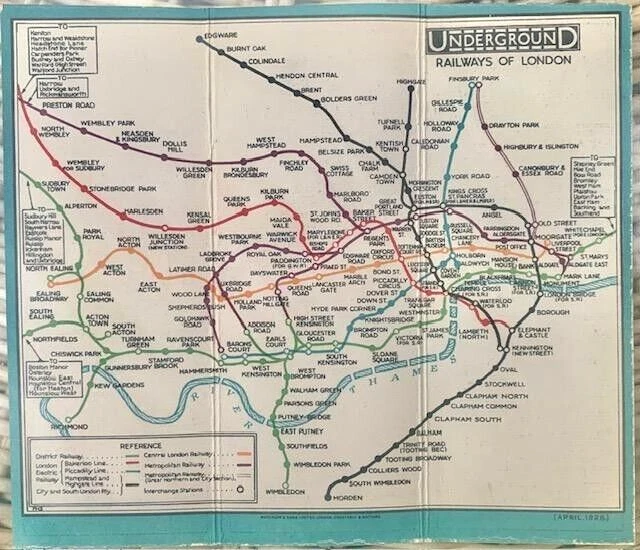 LONDON UNDERGROUND Map Original April 1926 Pocket Map By Fred ...