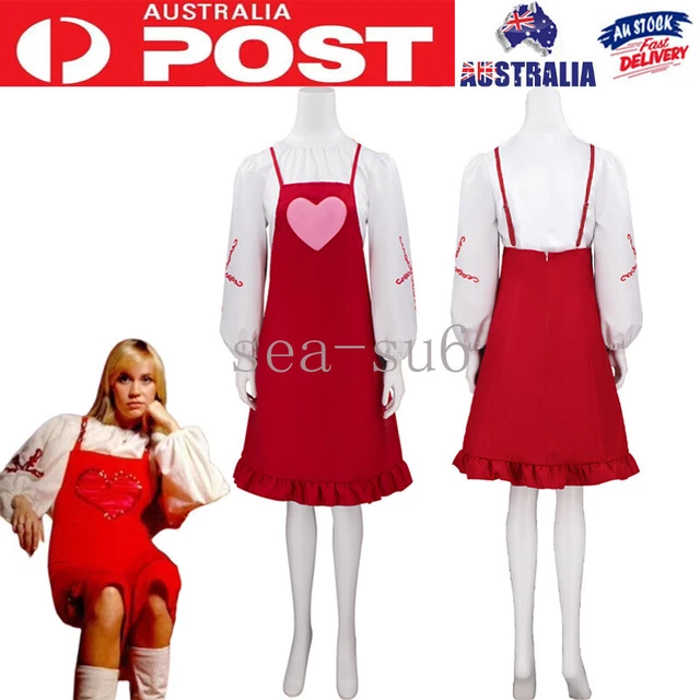 ABBA AGNETHA FALTSKOG Costume Dress Ladies 80s 70s Red Heart Dress ...