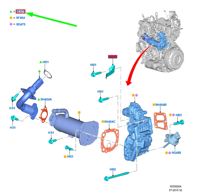 FORD RANGER T6 MK1 EGR Cooler Connecting Tube 2215519 JB3Q-9E470-AA NEW ...