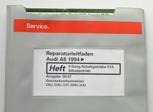 AUDI A8 D2, 5 Gang-Schaltgetriebe 01A Allradantrieb, Reparaturleitfaden ...