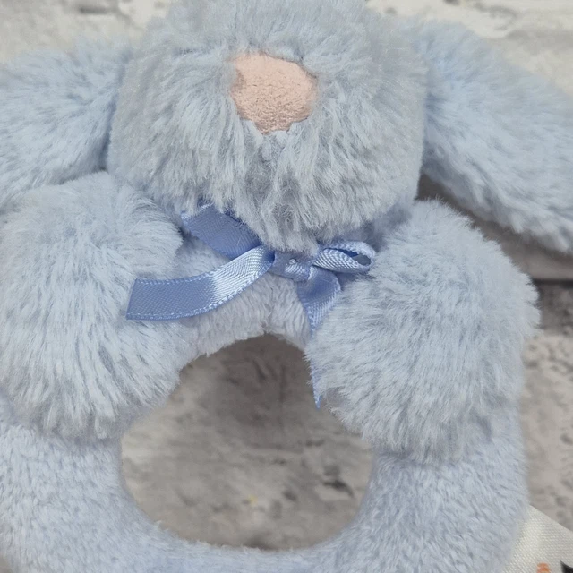 JELLYCAT BLUE BASHFUL Bunny Ring Rattle Soft Toy Plush Baby Toy ...