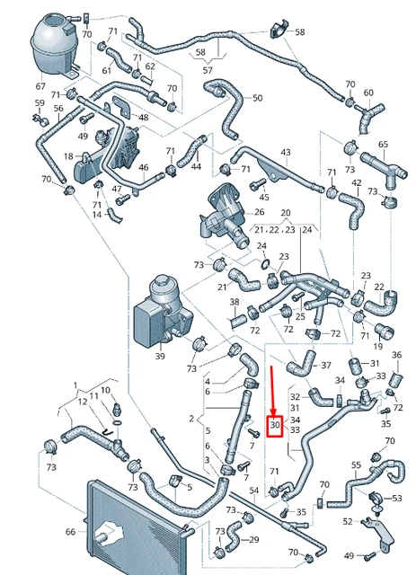 VW AMAROK 2H Engine Coolant Pipe With Coolant Hose 2H0122101L NEW ...