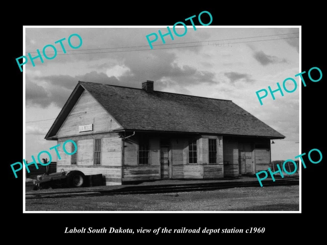 OLD LARGE HISTORIC PHOTO OF LABOLT SOUTH DAKOTA RAILROAD DEPOT STATION ...