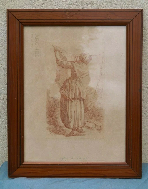 DEFRAY GRAVURE cadre pitchpin LOUIS PHILIPPE " LA LAVANDIERE " EUR 69 ...