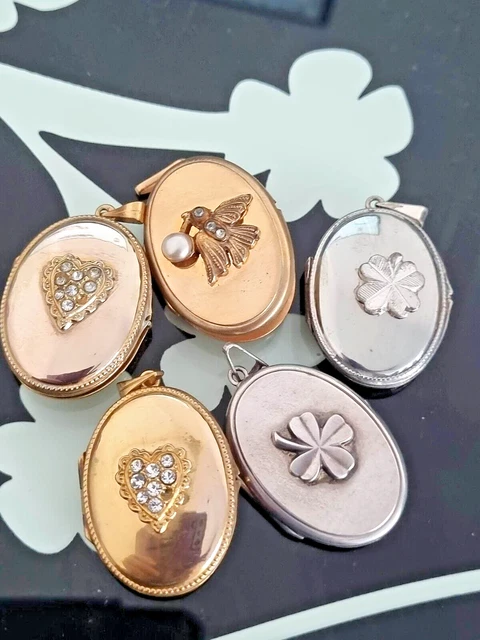 VINTAGE C1940S-50S ROLLED Gold and Silver Oval Lockets Lot Sold as Is ...