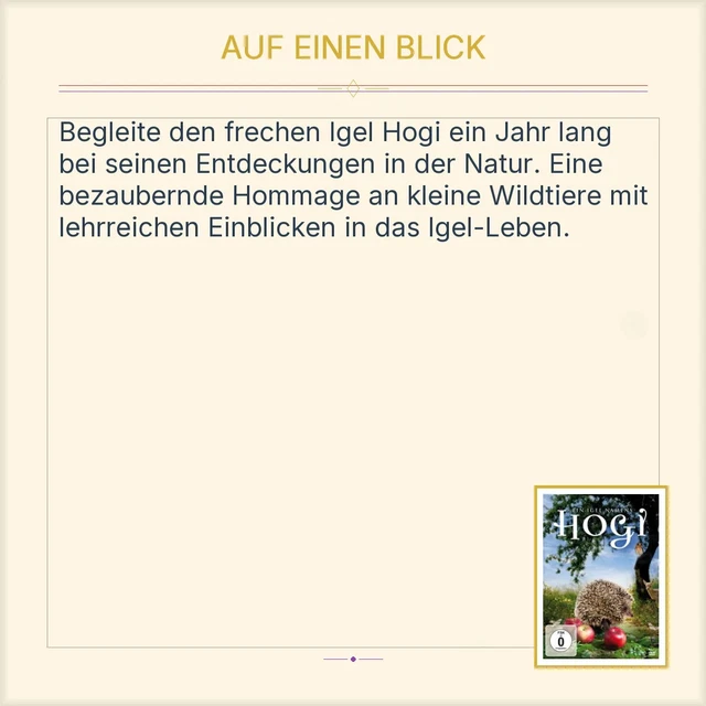 EIN IGEL NAMENS Hogi DVD Natur Doku Tierfilm Deutsch FSK 0 EUR 3,95 ...