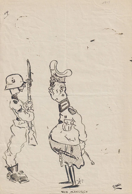 ERICH VON MANSTEIN Generalfeldmarshall Nazi Weltkrieg drawing dessin C ...