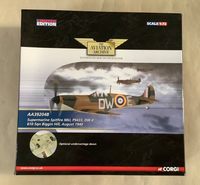 CORGI AVIATION 1:72 Supermarine Spitfire Mk1, P9433 610 Sqn Biggin Hill ...