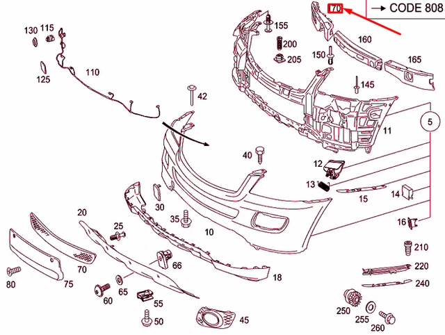 MERCEDES-BENZ ML W164 pare-chocs avant absorbeur d'impact droit ...