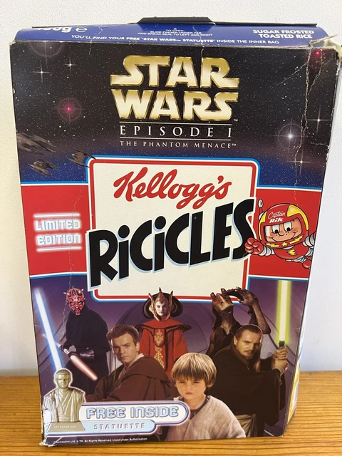 STAR WARS EPISODE 1 The Phantom Menace Ricicles Cereal Box 1999 Empty ...