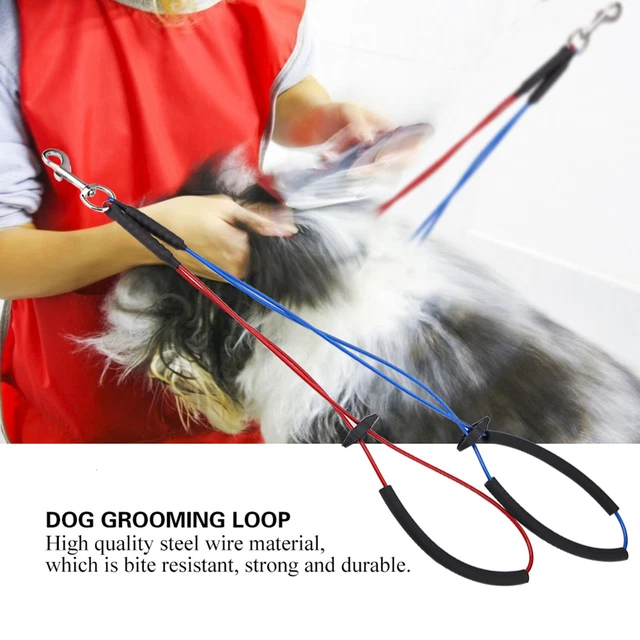 DOG CAT GROOMING Loop Adjustable Double Noose Ropes For Pet Table Arm ...