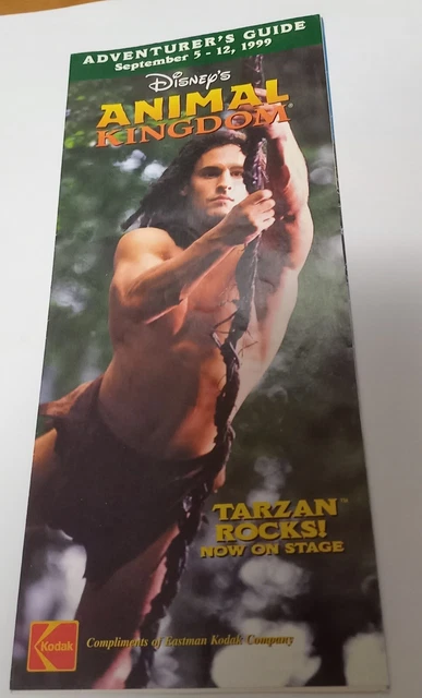 1999 DISNEY ANIMAL Kingdom Theme Park Map Guide Tarzan Rocks Cover ...