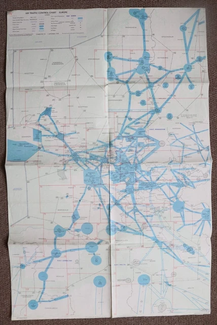 R.A.F. MAP, AIR Traffic Control Chart, EUROPE, to 1 Sept. 1958 £10.00 ...