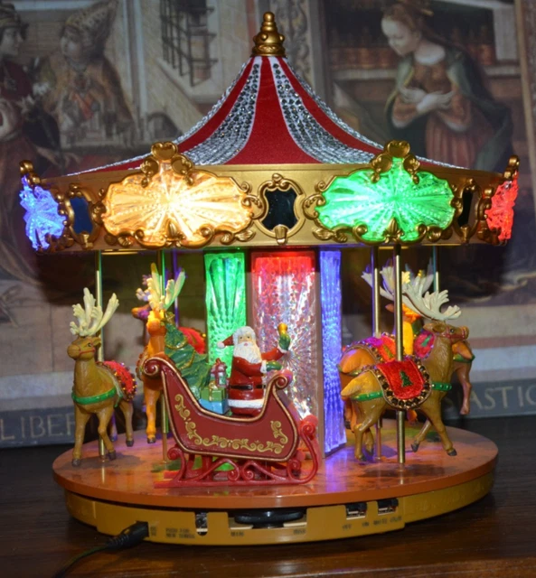 MR CHRISTMAS 12 inch Animated Crystal Very Merry Musical Light-Up Carousel £124.46 - PicClick UK
