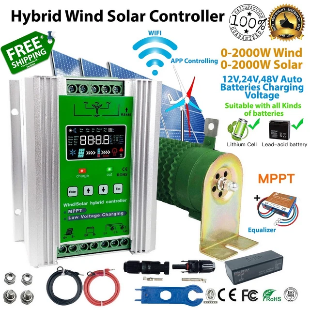 WIFI HYBRID WIND Solar Charge Controller 4000W MPPT 12/24/48V Battery ...