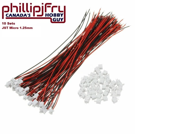 10 PAIRS MICRO JST 1.25mm 2-Pin Female Battery Connector 10cm wire & Male Header $2.19 - PicClick CA