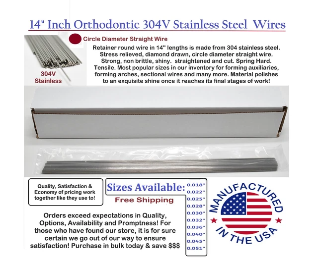 14& INCH ORTHO Retainer Wire Round Straight Lengths Stainless Steel ...