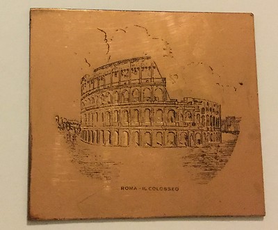 ANTICA INCISIONE SU Lastra Di Rame Matrice Per Stampe - Il Colosseo EUR ...