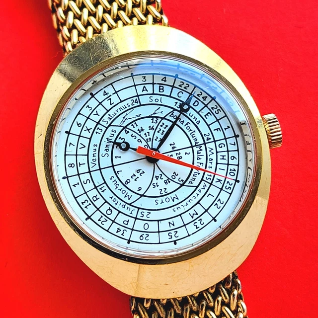 KENNETH LANE LUNAR Solar System Watch Vintage Mechanical Movt 29UT Mens ...