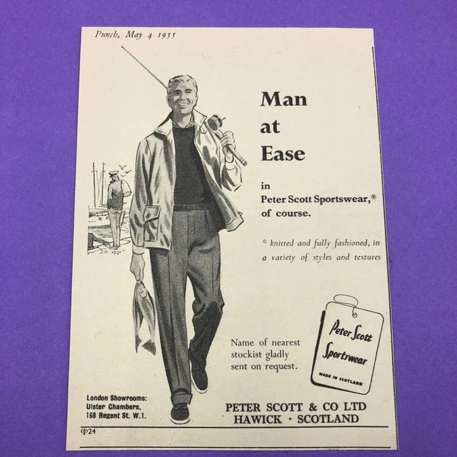 PETER SCOTT SPORTSWEAR 1955 Print Advert Small Cutting Hawick Scotland ...