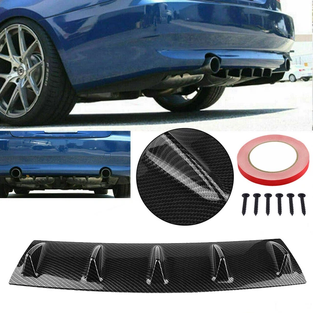 CARBON TEXTURE BUMPER Lower Rear Diffuser Fin Lip Spoiler Wing Splitter ...