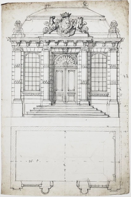VILLA FACADE FASSADE Rokoko Rococo Design architecture drawing ...