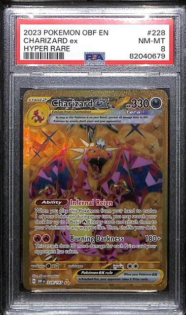 POKEMON TCG GOLD Charizard EX Hyper Rare Obsidian Flames 228/197 NM PSA ...