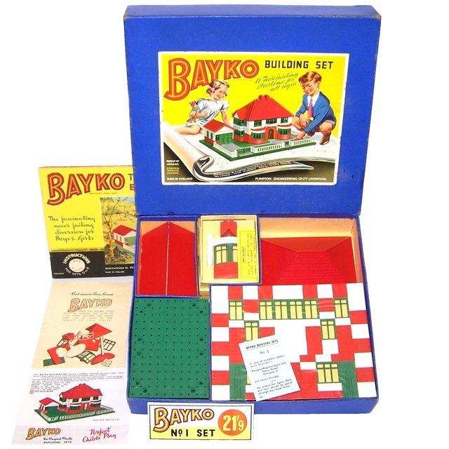 AN ORIGINAL (NOT MADE UP) VINTAGE 1955 BAYKO BUILDING SET No.1 BOXED ...