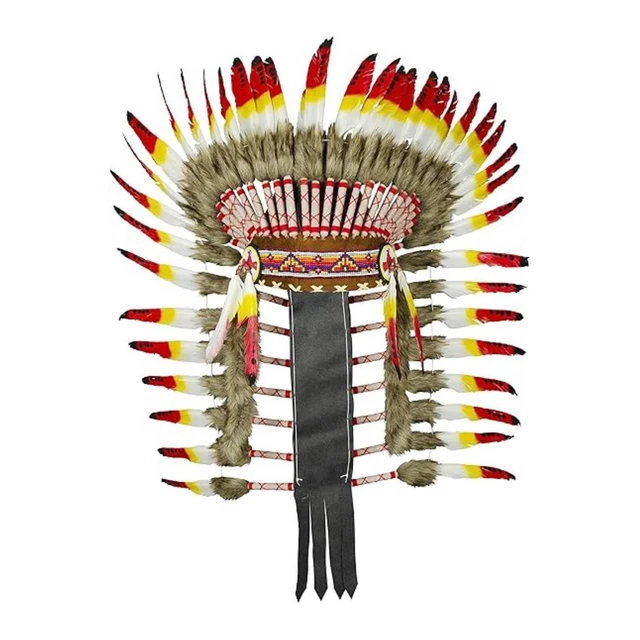 INDIAN CHIEF FEATHER Headdress Hat Headwear for Party Masquerade Fancy ...