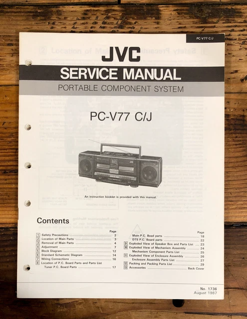 JVC PC-V77 STEREO / Boombox Service Manual *Original* £19.86 - PicClick UK