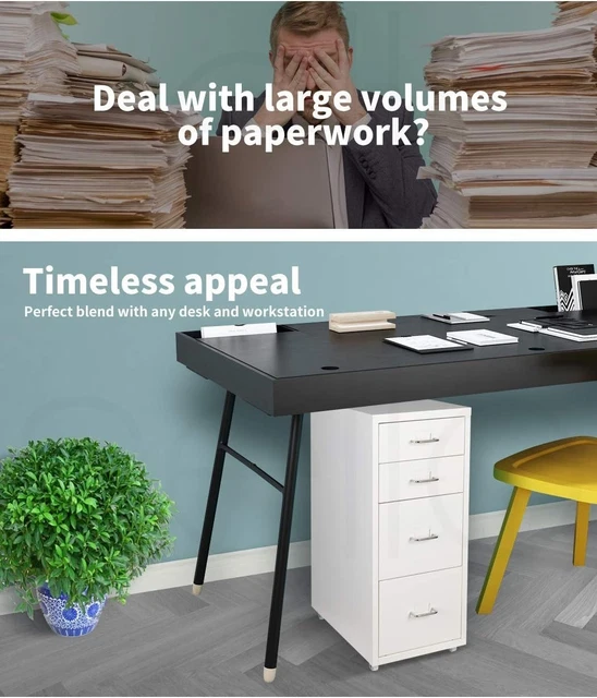 MOBILE FILE CABINETS with 4 Drawers Metal Chest of Drawers Anti Rust ...