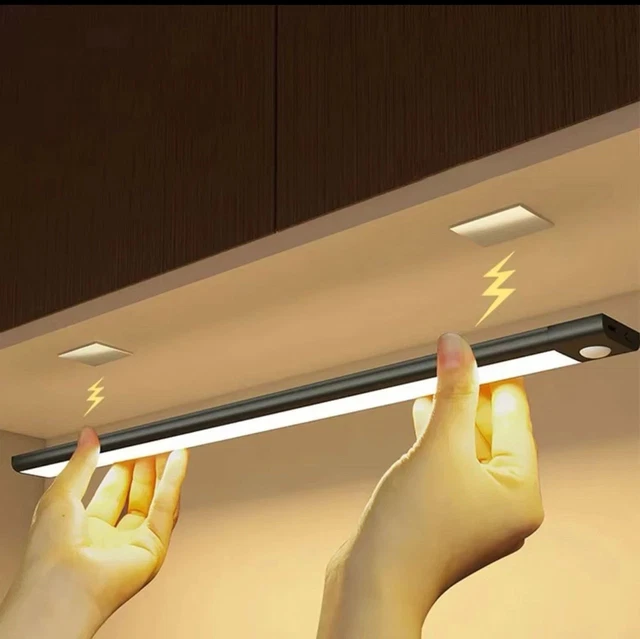 LED MOTION SENSOR USB Rechargeable Wireless PIR Strip Light Cabinet ...