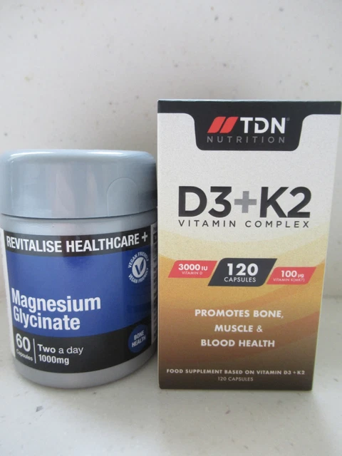 60 MAGNESIUM GLYCINATE Capsule + 120 Vitamins D3+K3 Capsules £7.59 ...