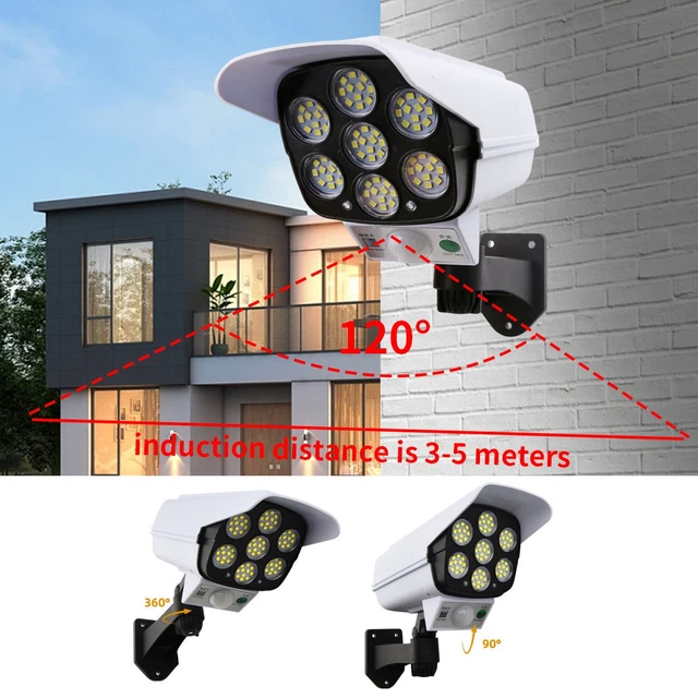 SOLAR POWERED LIGHT Dummy Fake Security Camera LED Outdoor Spotlight ...