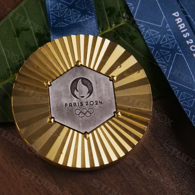 2024 PARIS OLYMPICS Gold Medal Comes with Ribbons Exact Replica Display ...
