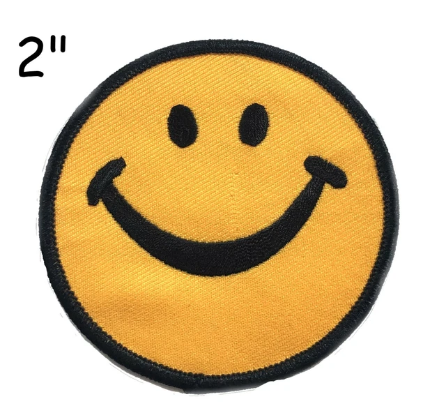 GRAND EMOJI VISAGE smiley émoticône jaune - patch à fer appliqué/brodé EUR 5,10 - PicClick FR