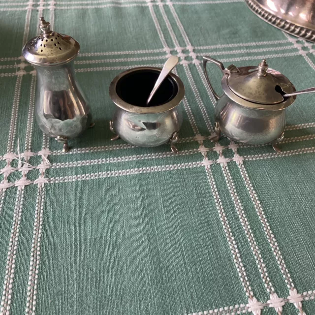 VINTAGE SOLID SILVER Cruet Set Salt Mustard Pepper Spoons Birmingham ... VINTAGE SOLID SILVER Cruet Set Salt Mustard Pepper Spoons Birmingham ...