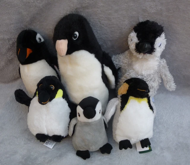 BUNDLE OF 6 Penguins Birds Soft Plush Toys Christmas Winter K&M WWF ...