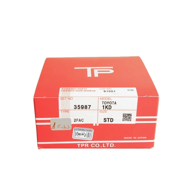 TP PISTON RING SET STD FOR TOYOTA 1KD-FTV Hilux Prado Landcruiser Hiace ...