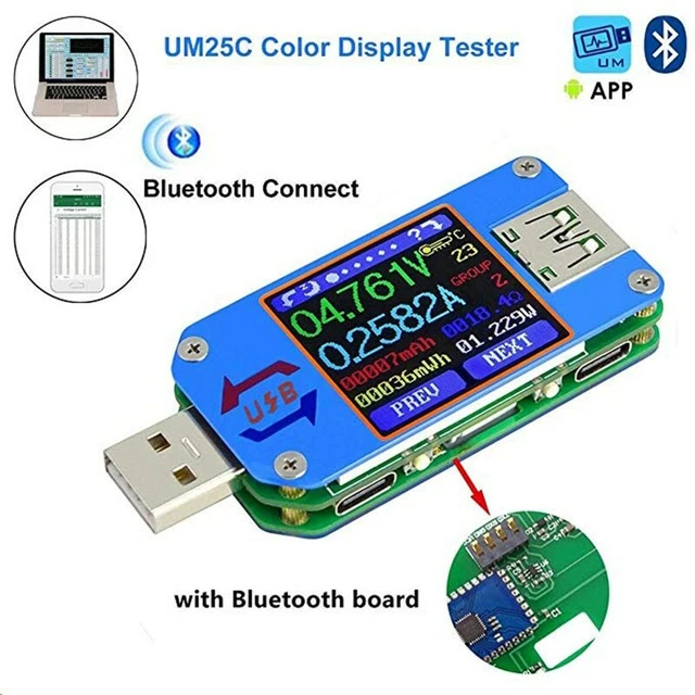 VOLTAGE TESTER USB 2.0 Bluetooth Meter Type-C Current Power Meter LCD ...