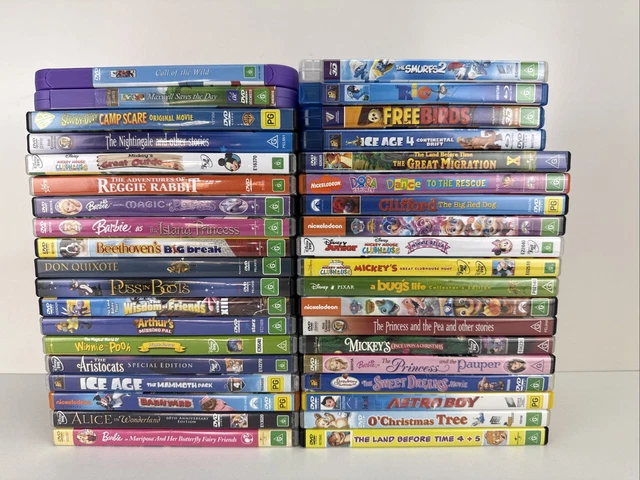 BULK LOT OF 38 x Disney, Barbie, Animated Kids Children's Movies DVDs ...