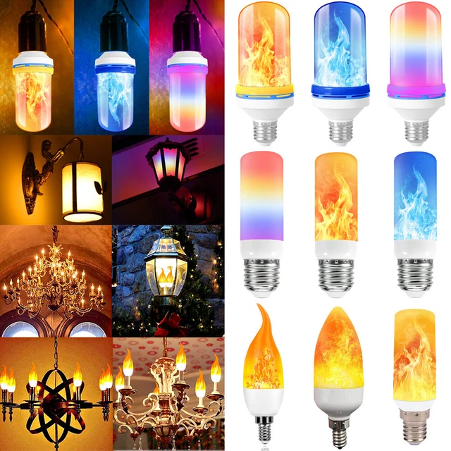 FLICKER FLAME FIRE Effect LED Simulated Light Bulb Classic Retro Decor ...