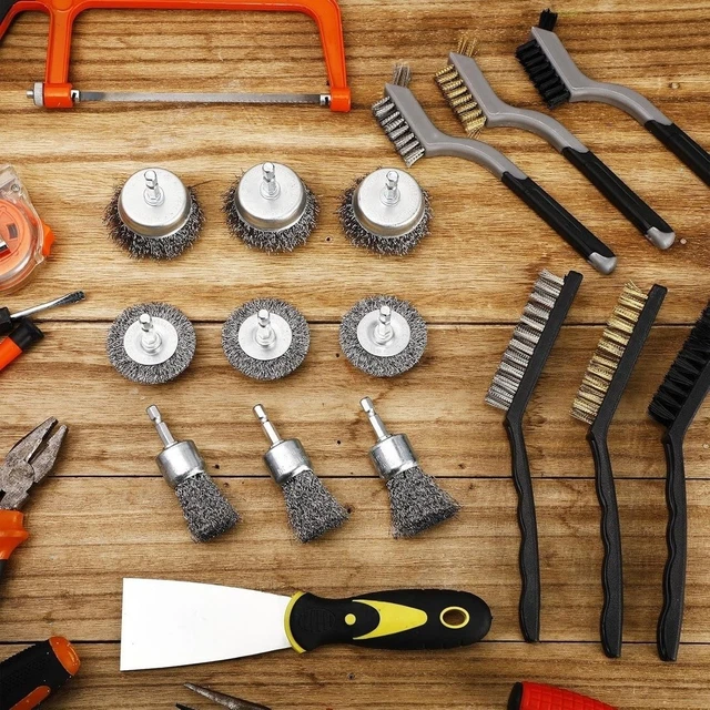 CARBON STEEL WIRE Wheel Brush Set 16 Pieces for Polishing and Deburring ...