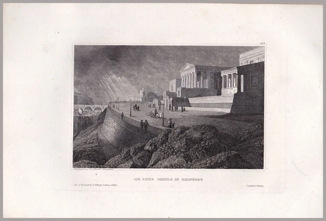 EDINBURGH, SCHOTTLAND - Hohe Schule - Stich, Original Stahlstich 1835 ...