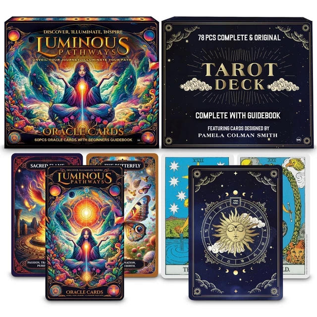 78 TAROT CARDS Deck Set Box & 60 Oracle Cards & Playing Guide Book for ...