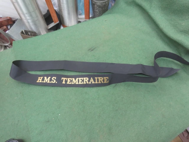 ROYAL NAVY CAP Ribbon / Tally 'Hms Temeraire' Used £9.99 - PicClick UK