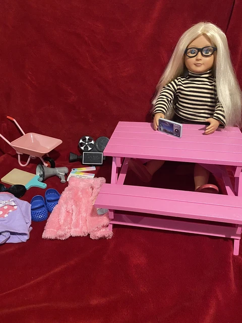 OUR GENERATION DOLL Bundle Picnic Table Wheelbarrow Movie Film ...